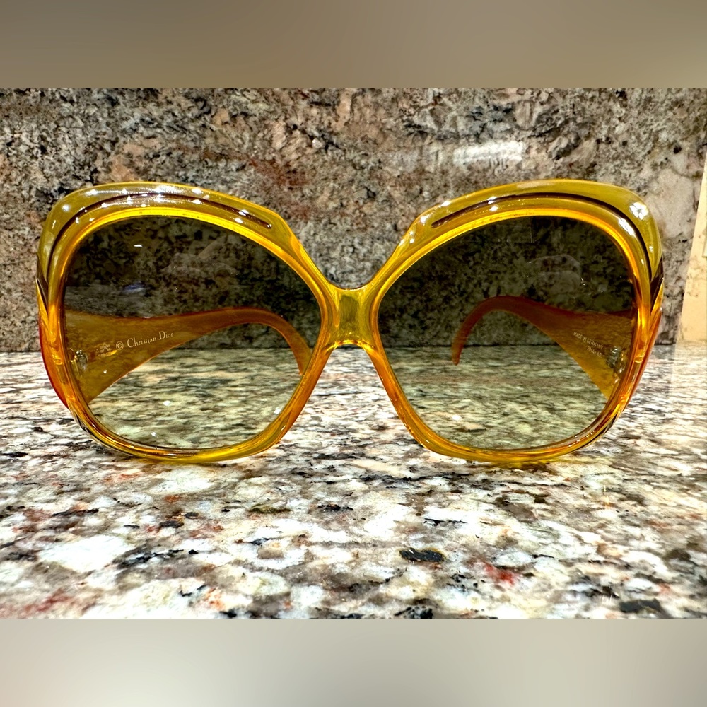 1970’s Vintage Christian Dior Yellow & Brown Striped … - Gem